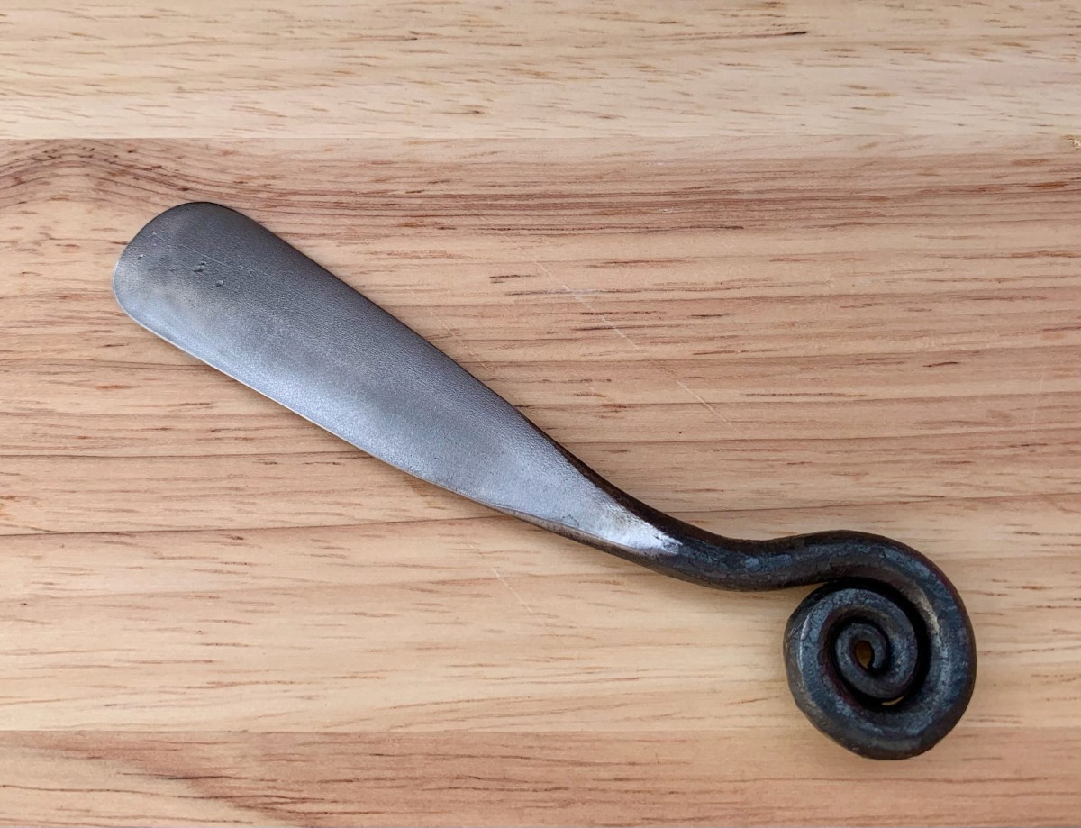 Hand-forged Fiddlehead Condiment Spreader for Charcuterie