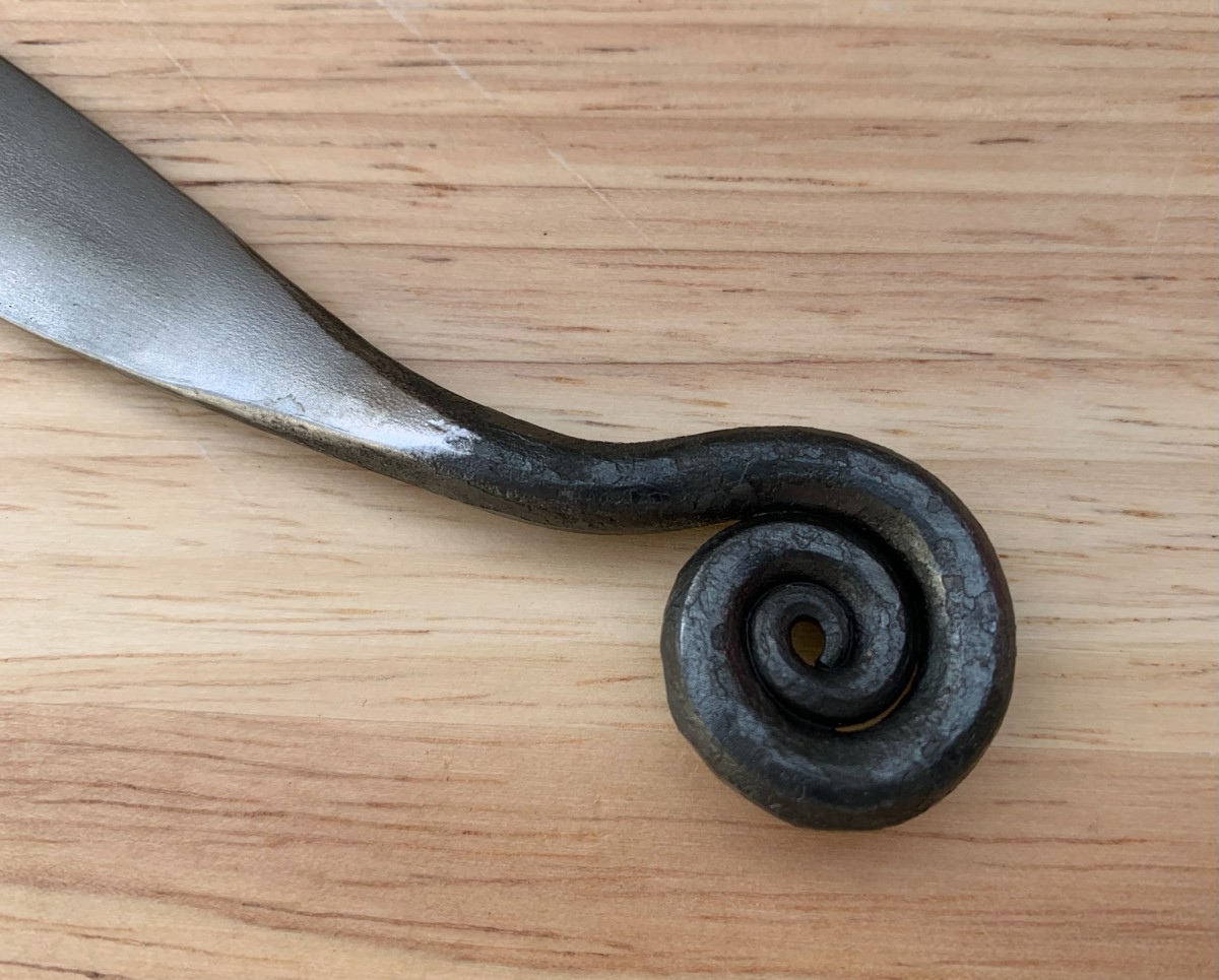 Hand-forged Fiddlehead Condiment Spreader for Charcuterie