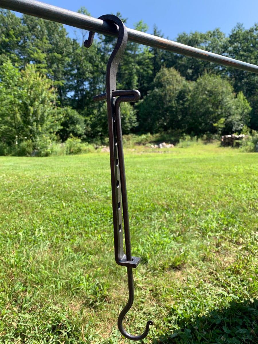 Hand-forged Adjustable Trammel Hook for Camping and Cooking