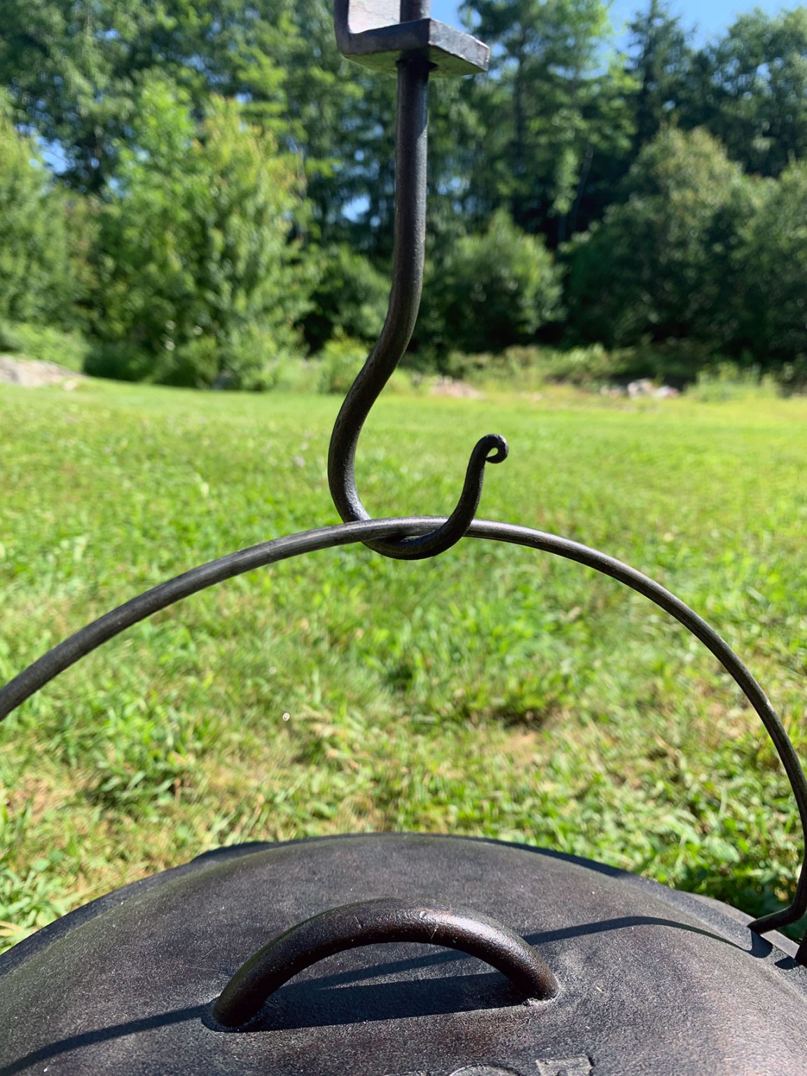 Hand-forged Adjustable Trammel Hook for Camping and Cooking