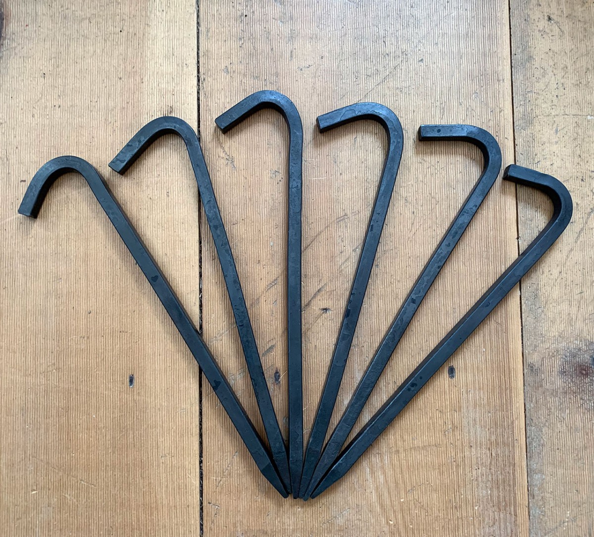 Set of 6 Hand-forged Heavy Duty Tent Stakes for Camping